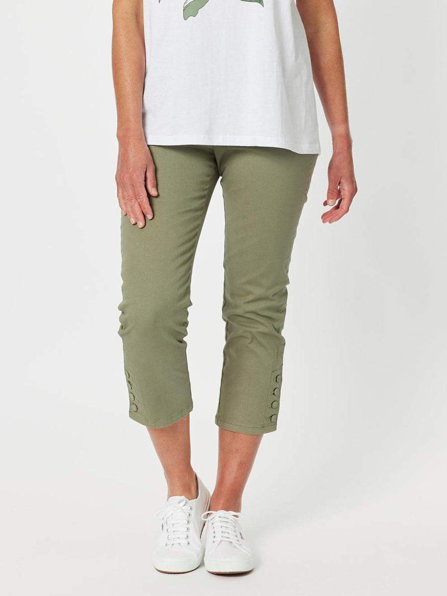 Charlie Cotton Twill Stretch Capri Pant - Khaki – RC & Co