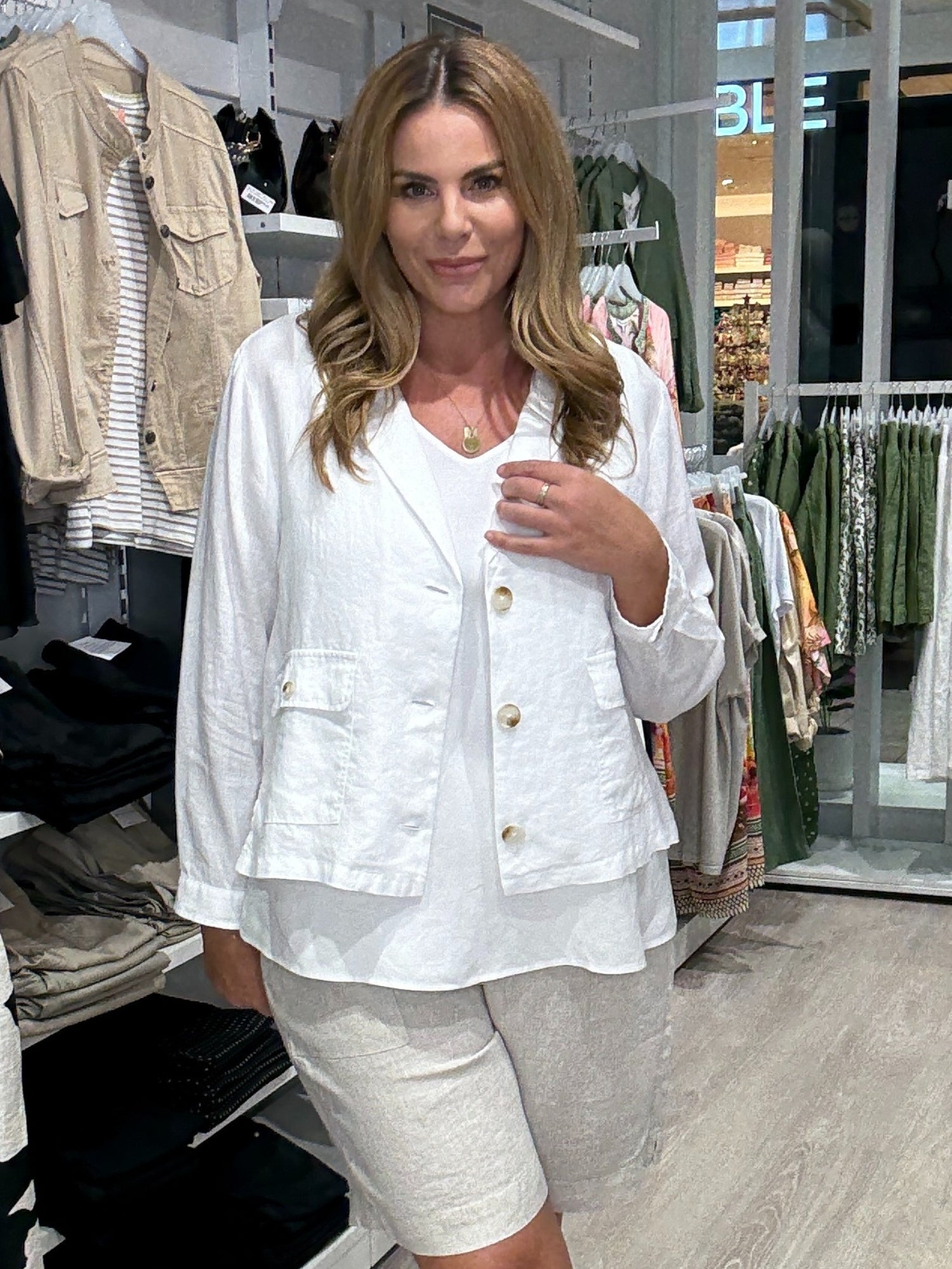 Danielle Linen Cropped Blazer - White – RC & Co