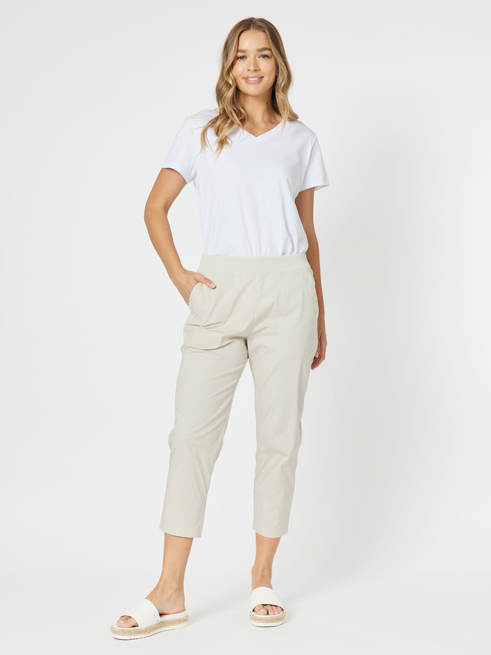 Santorini Cotton Capri Pant - Stone – RC & Co