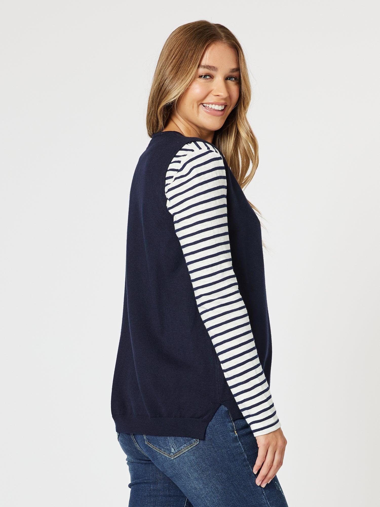 Vicky Side Split Knit Vest - Navy – RC & Co