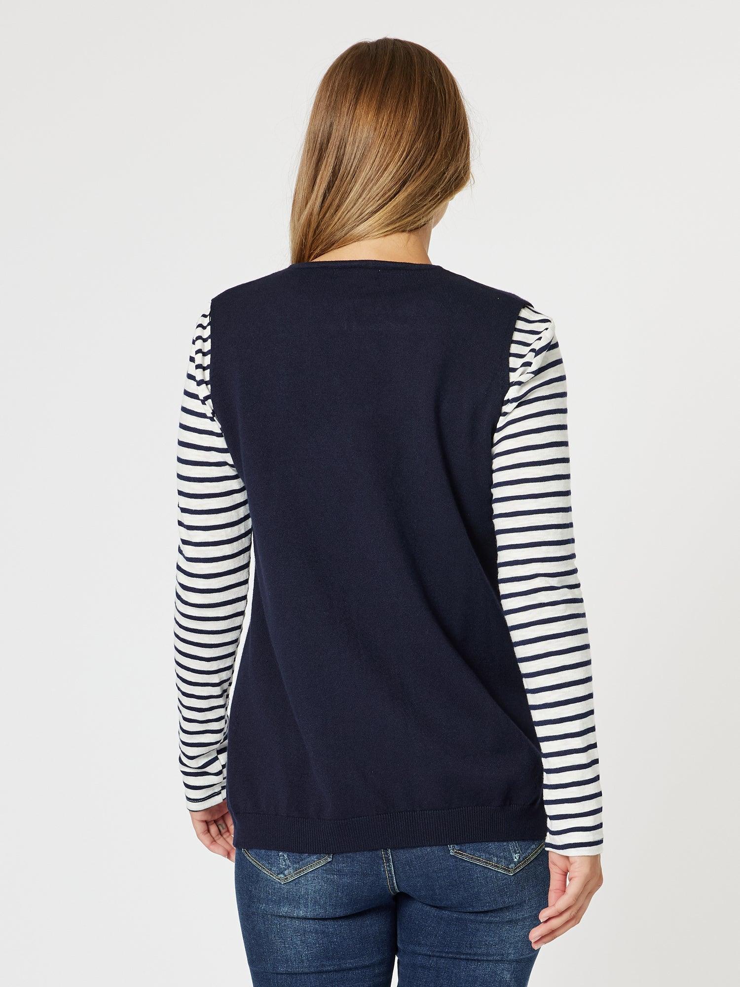 Vicky Side Split Knit Vest - Navy – RC & Co