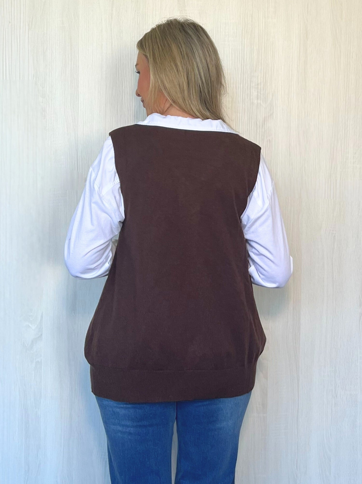 Vicky Side Split Knit Vest - Chocolate – RC & Co