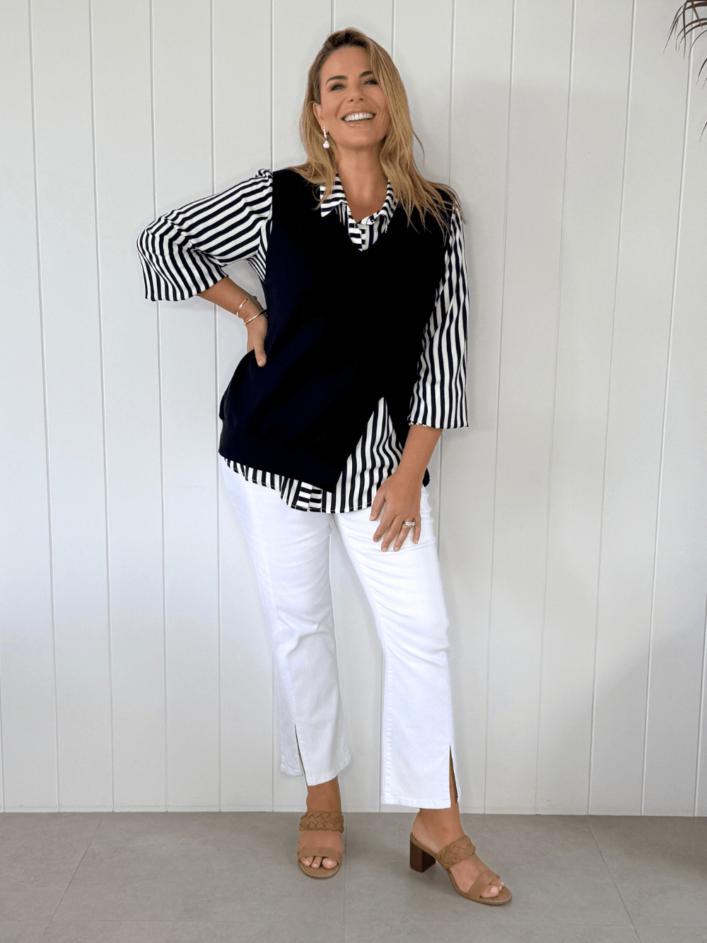 Vicky Side Split Knit Vest - Navy – RC & Co