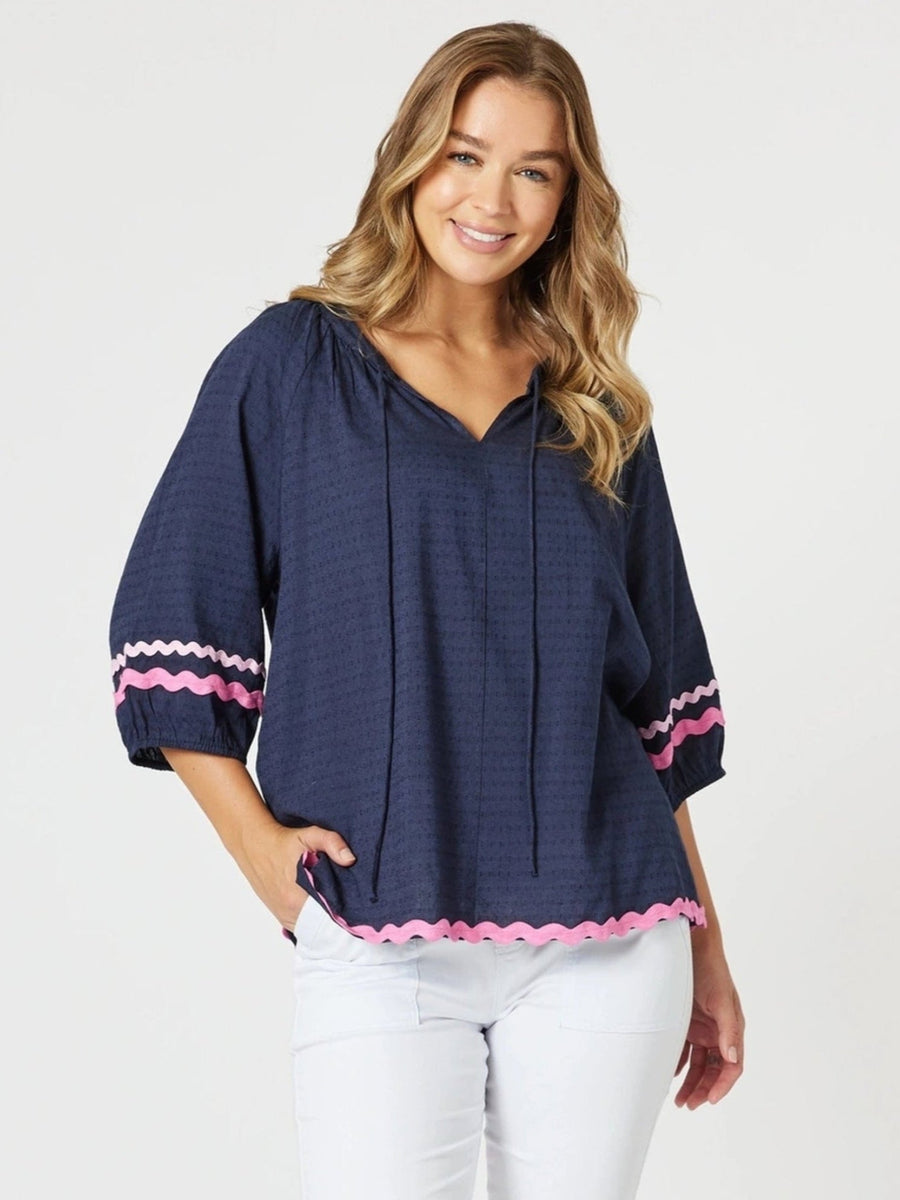 Ric Rac Top - Navy – RC & Co