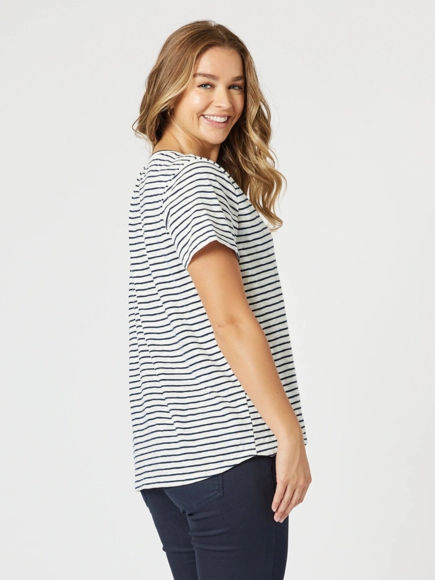 Tonic Stripe Print Tee - Navy/White – RC & Co