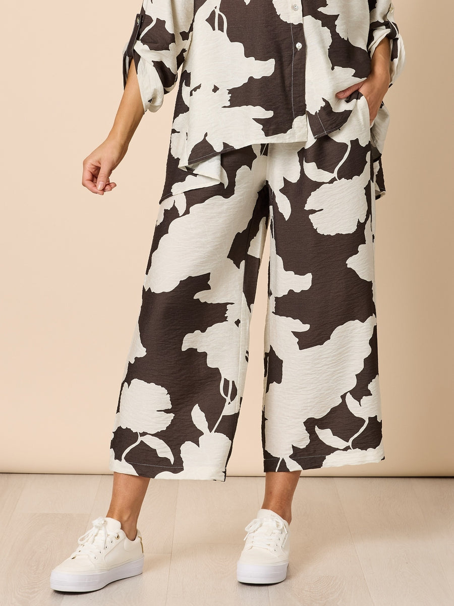 Toulouse Floral Print Wide Leg Pant - Coffee Ivory – RC & Co
